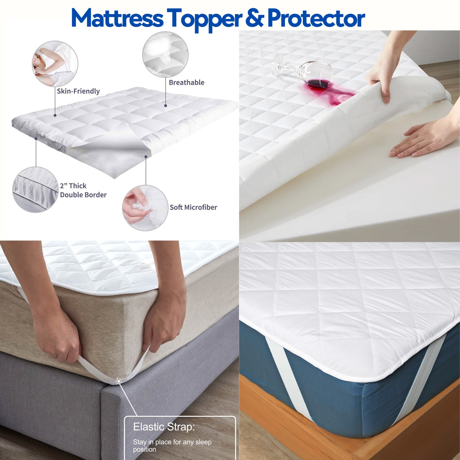 Waterproof Mattress Protector: Embossed, Soft Bamboo Fiber Pad - Etsy