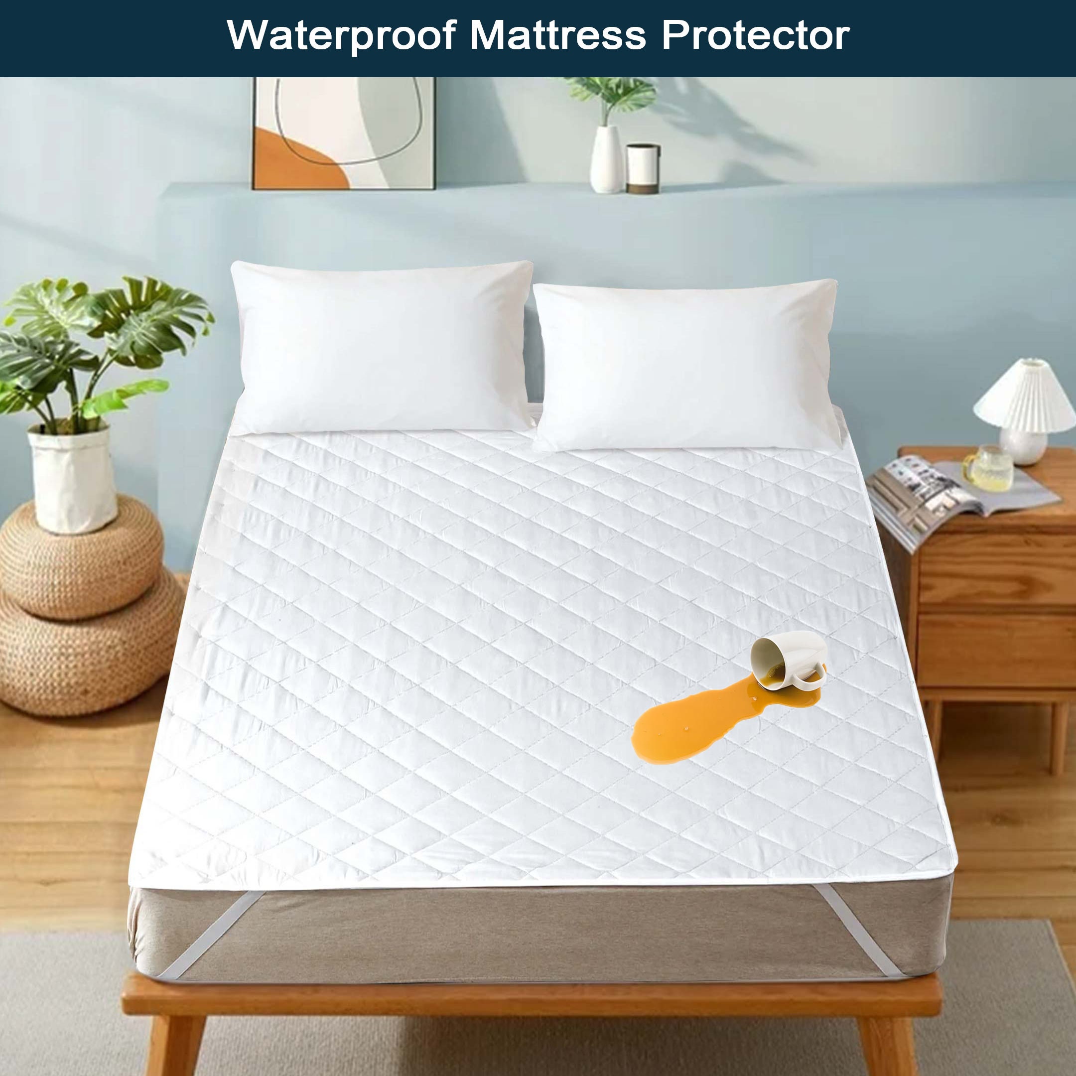 Mattress Protector Waterproof Mattress Pad Protector Soft Mattress Topper Embossed Twin Full Queen King Size Mattress Protector With Strap Etsy