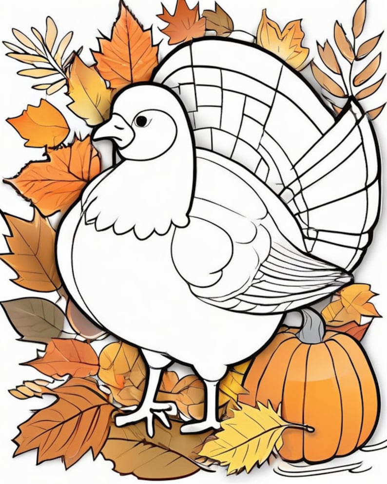 Fall Turkey Coloring Pages for Kids - Etsy
