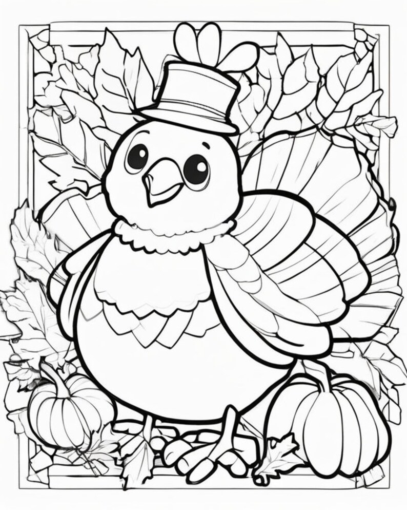Fall Turkey Coloring Pages for Kids - Etsy