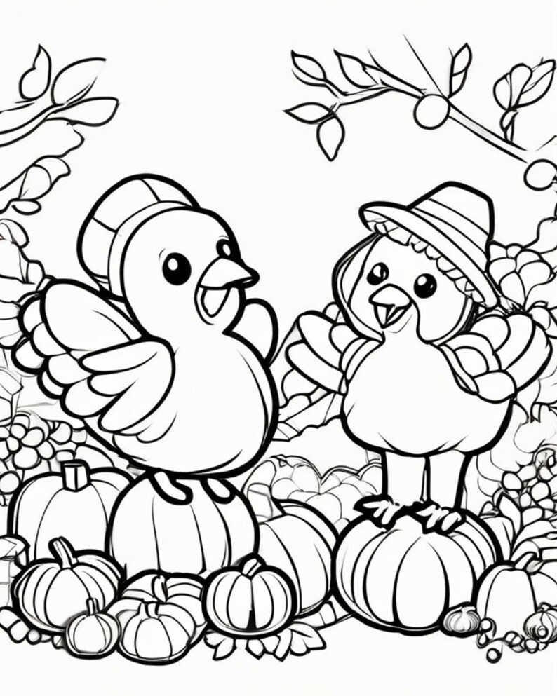 Fall Turkey Coloring Pages for Kids - Etsy
