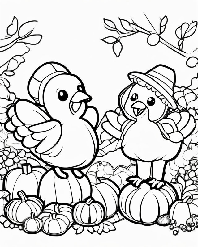 Fall Turkey Coloring Pages for Kids - Etsy