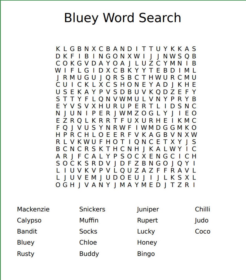 Bluey Word Search Pack - Etsy