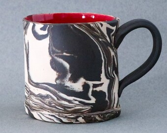 Black and White Marbled Coffee Mug Tea Mug Handmade Wheel Thrown ...