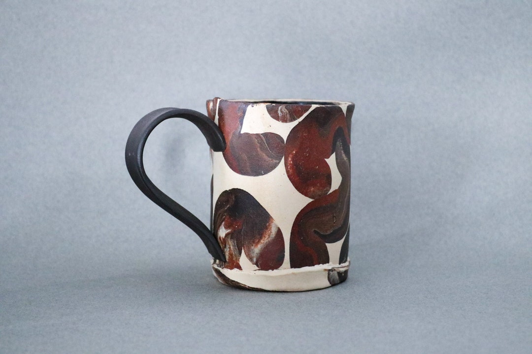 Black Red and White Coil Marbled Mug - Etsy