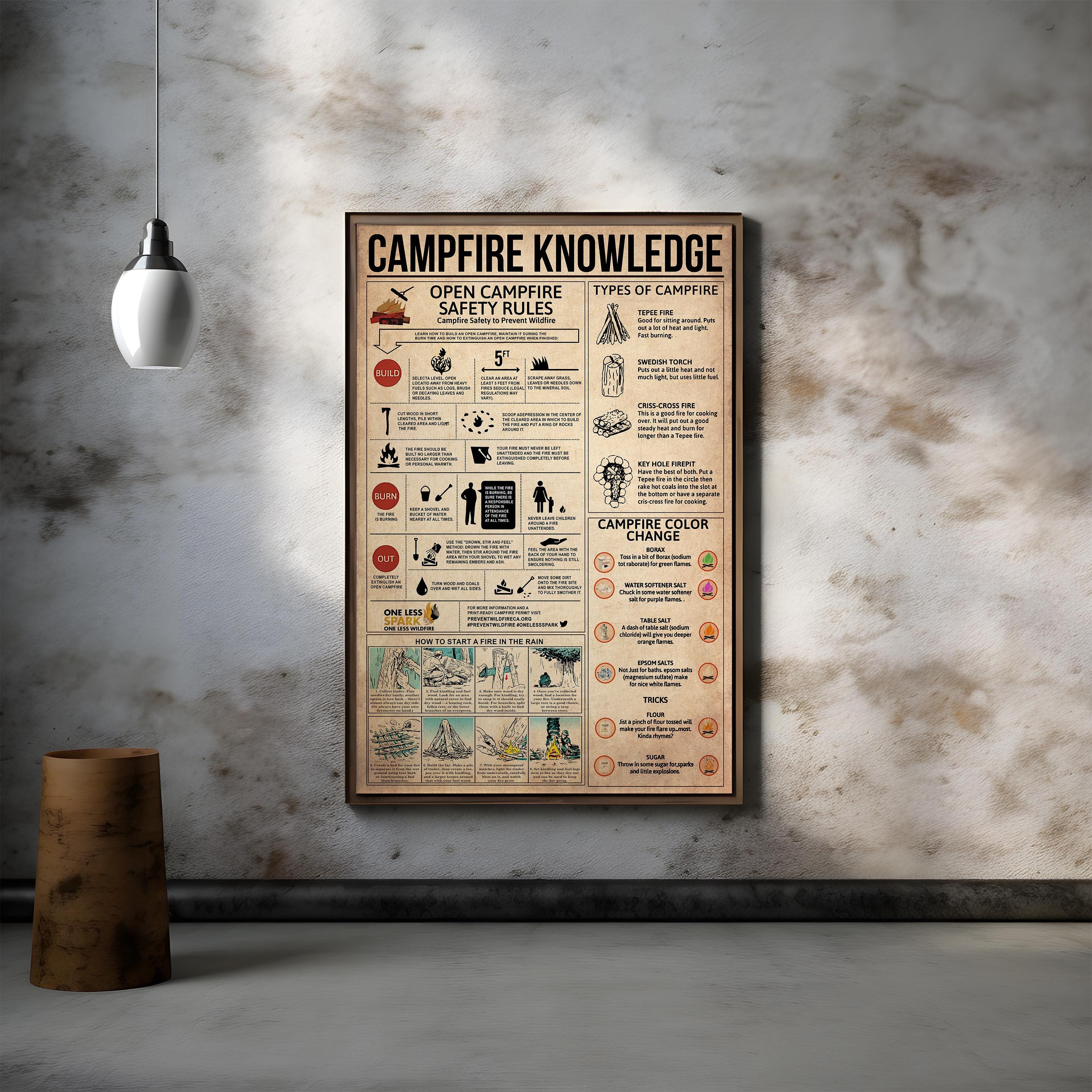 Campfire Knowledge Poster, How to Camp, Camping Lover Gift, Gift for ...