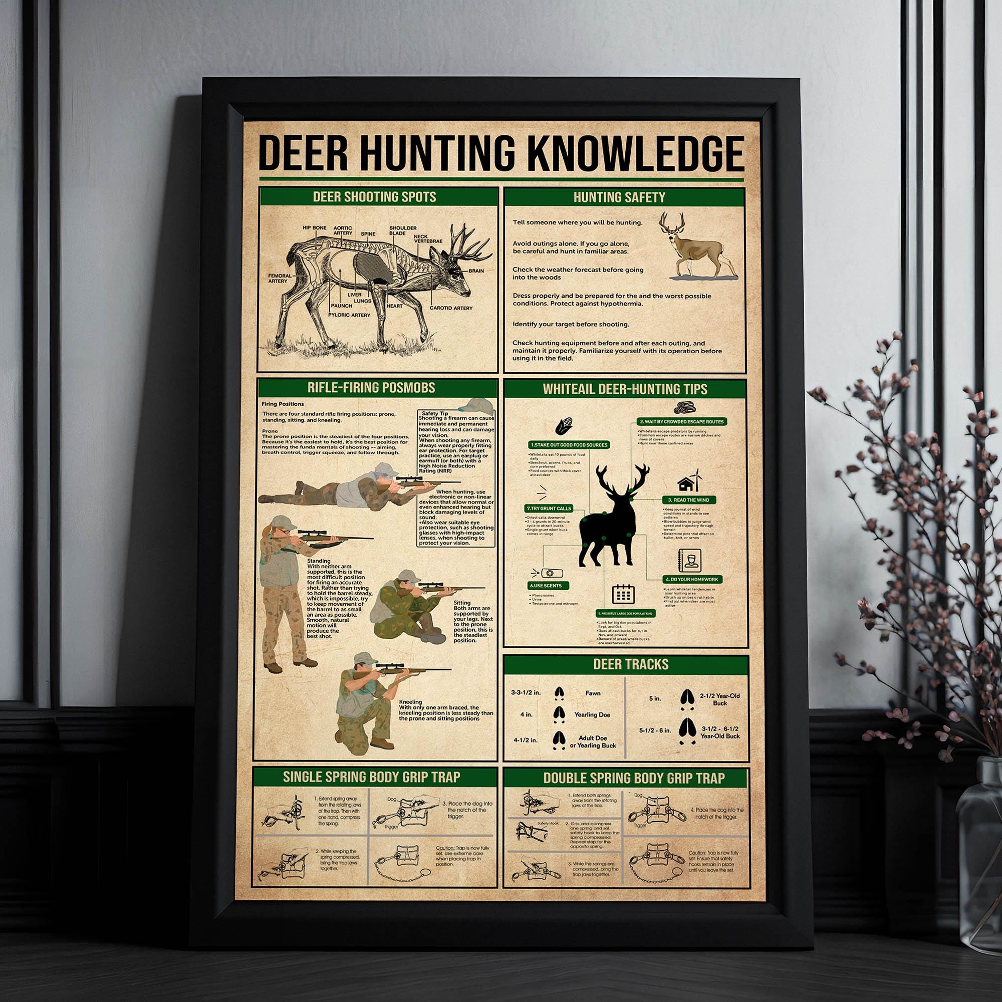 Deer Hunting Knowledge Poster, Deer Anatomy Print Hunter Guide, Deer ...