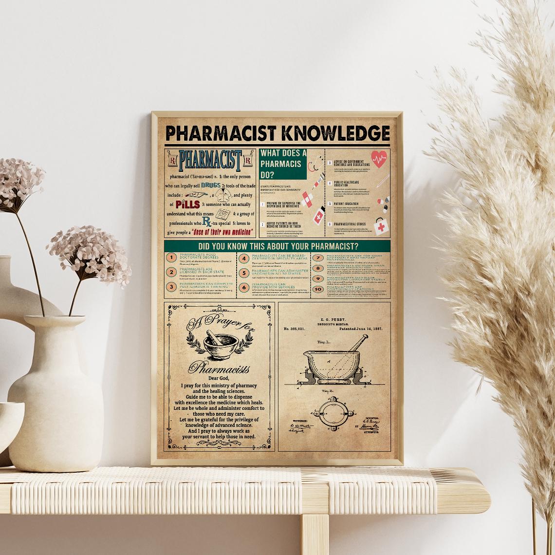 Vintage Pharmacist Poster, Medical Pharmacist Gift, Graduation Gift for ...