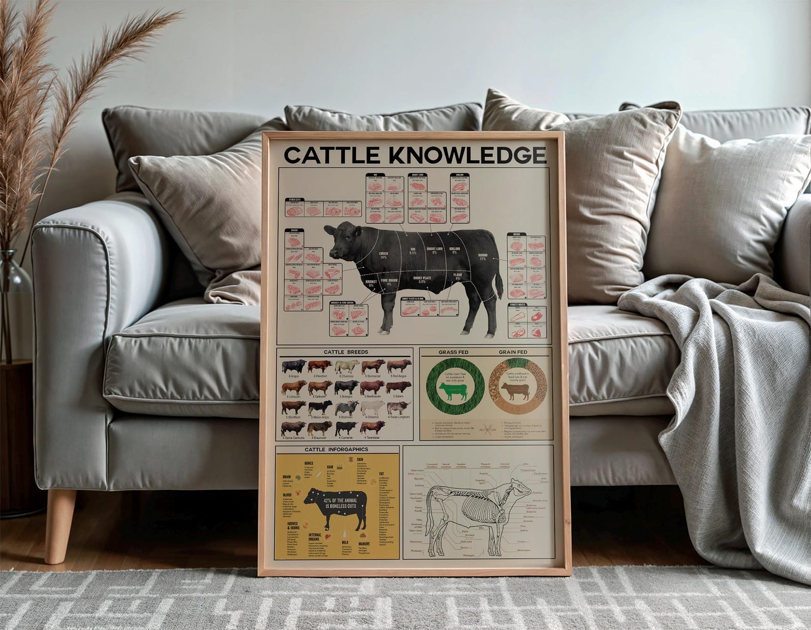 Cattle Knowledge, Beef Knowledge Poster, Beef Butcher Guide, Beef Cuts ...