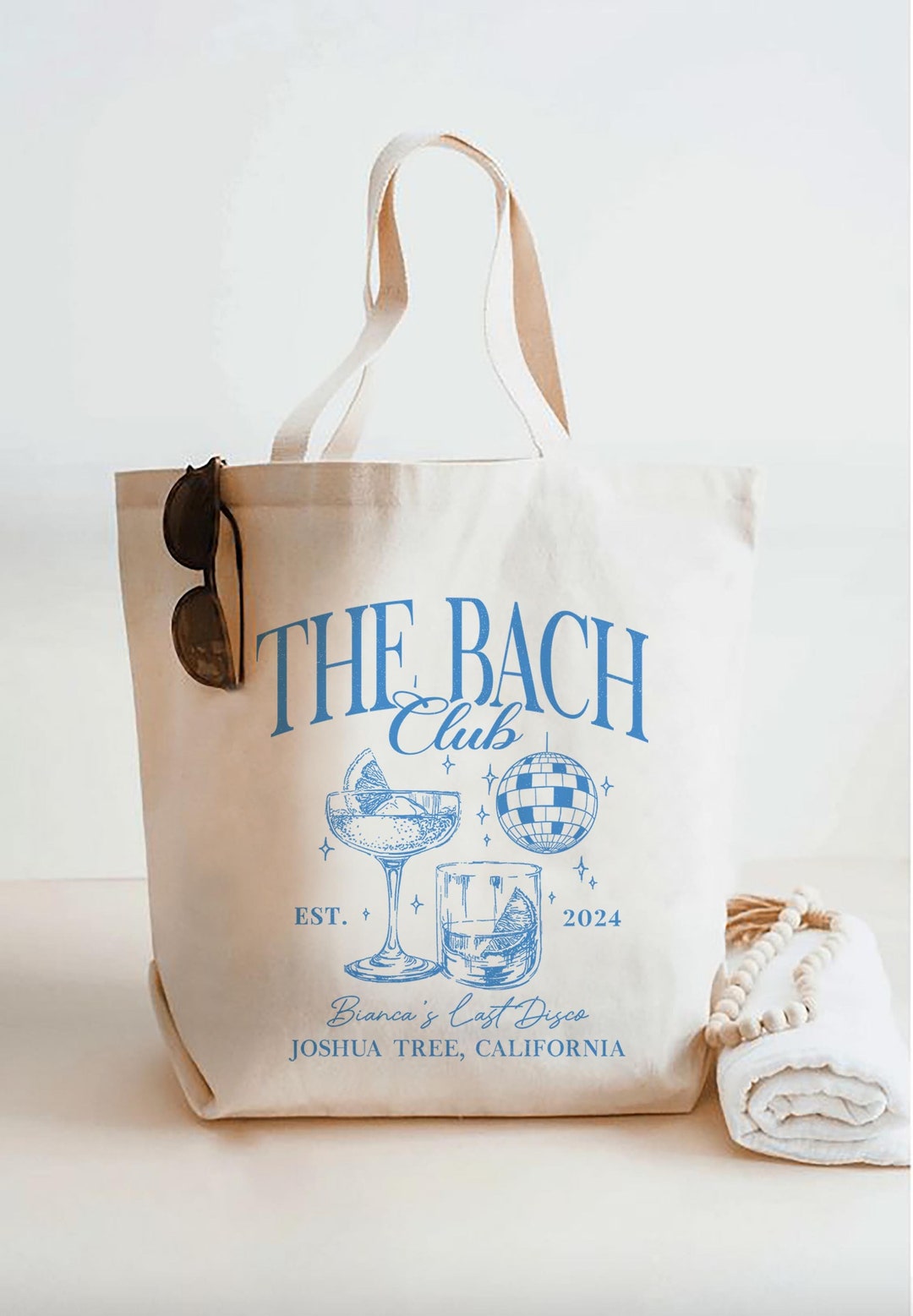 Custom the Bach Club Tote Bag, Bridesmaid Tote, Disco Bachelorette ...