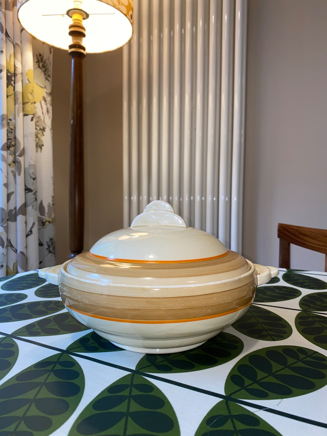 Clarice Cliff Wilkinson Ltd Pottery Tureen Large Serving Dish Orange ...