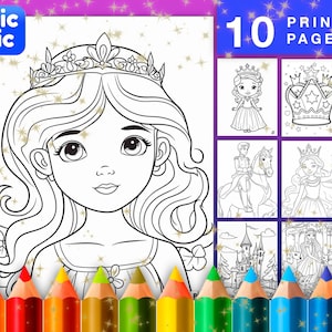 Printable Princess Coloring Pages for Kids, Digital Pdf Download ...