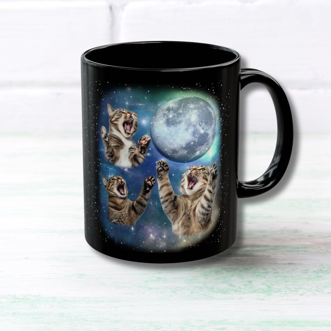 Funny Cat and Moon Mug,cursed Cat Mug,crazy Cat Mug,cat Themed Gift Mug ...