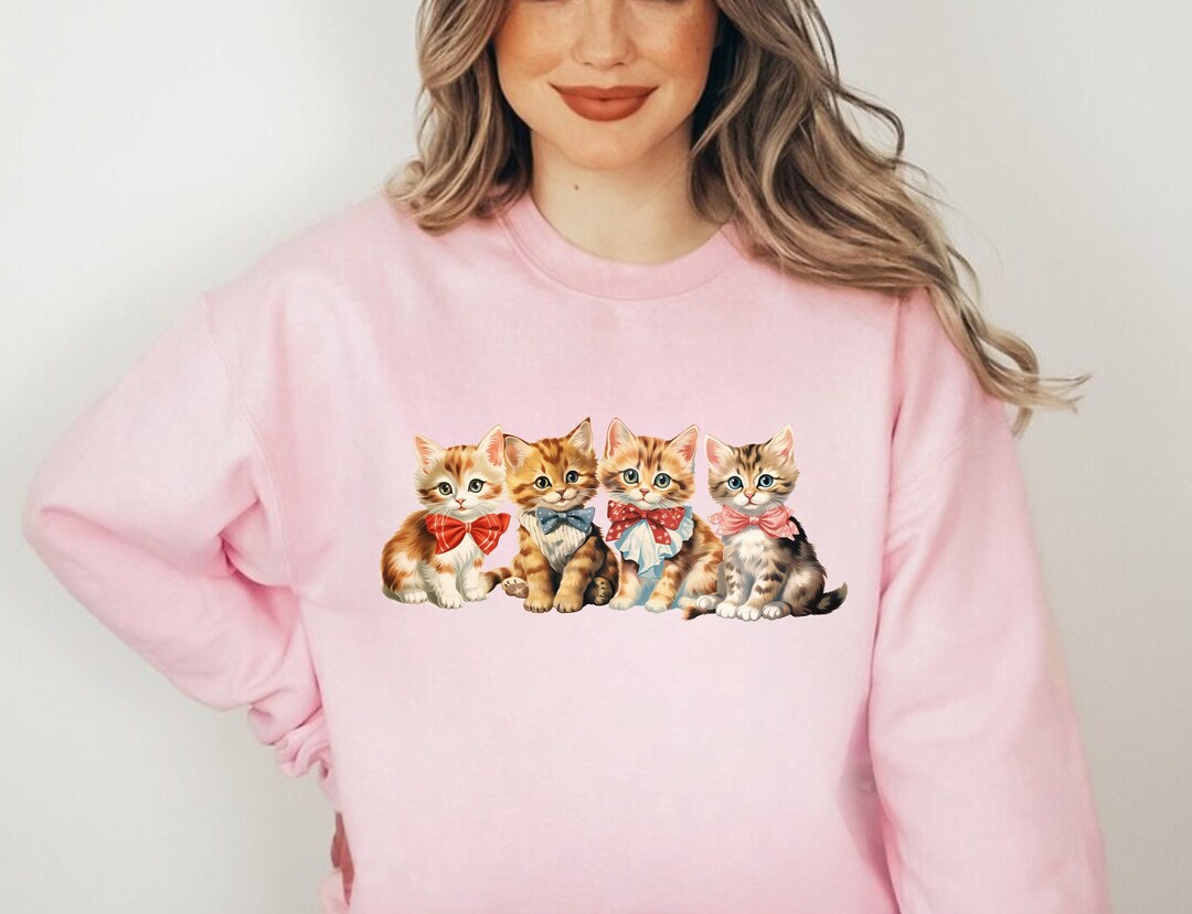 Vintage Kitten Sweatshirt, Vintage Cats Sweater, Nostalgic Cats Sweater ...