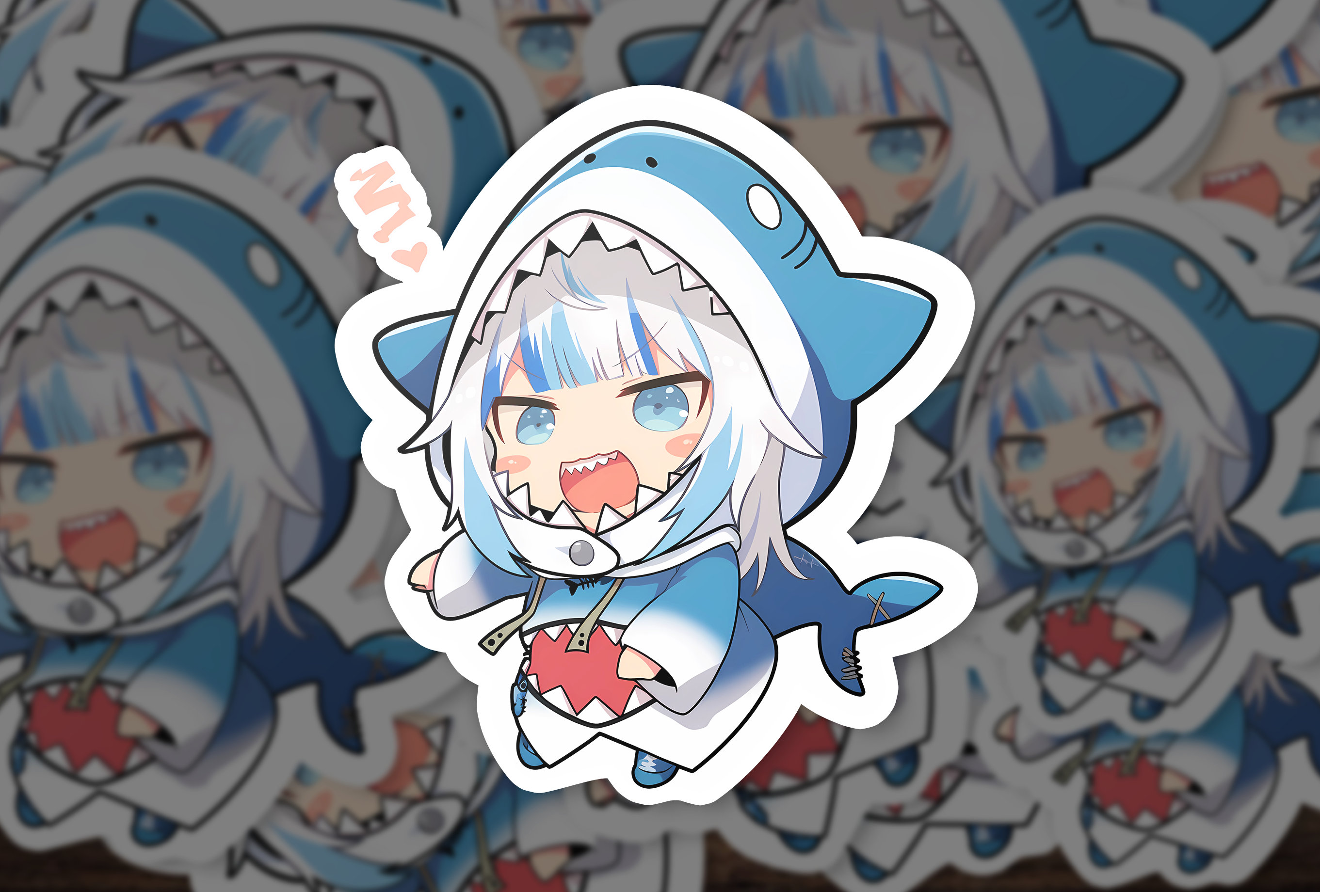 Cute Chibi Anime Shark Girl Vinyl Decal - Etsy