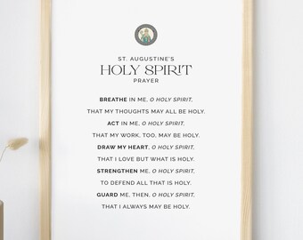 Holy Spirit Prayer by St. Augustine Digital Print, Prayer Printable ...