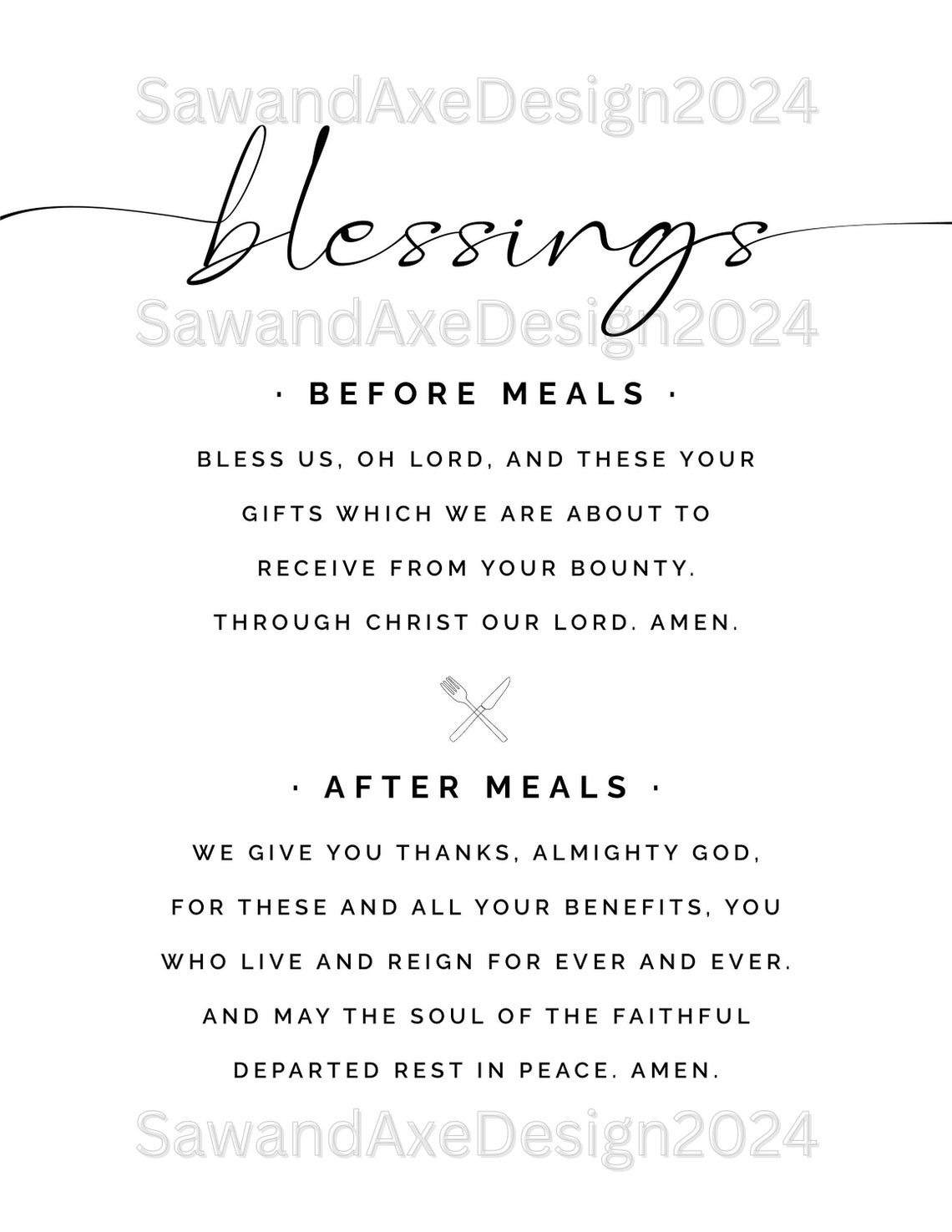 Printable Catholic Meal Blessing and Thanksgiving Prayers | Catholic ...