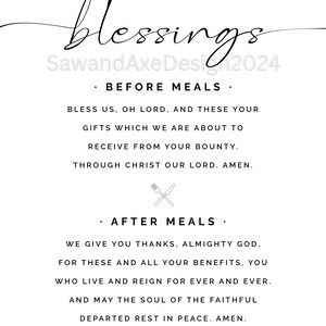 Printable Catholic Meal Blessing and Thanksgiving Prayers | Catholic ...