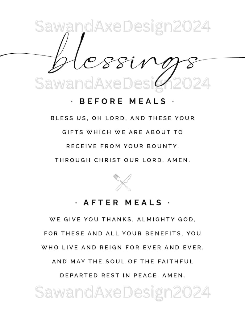 Printable Catholic Meal Blessing and Thanksgiving Prayers | Catholic ...