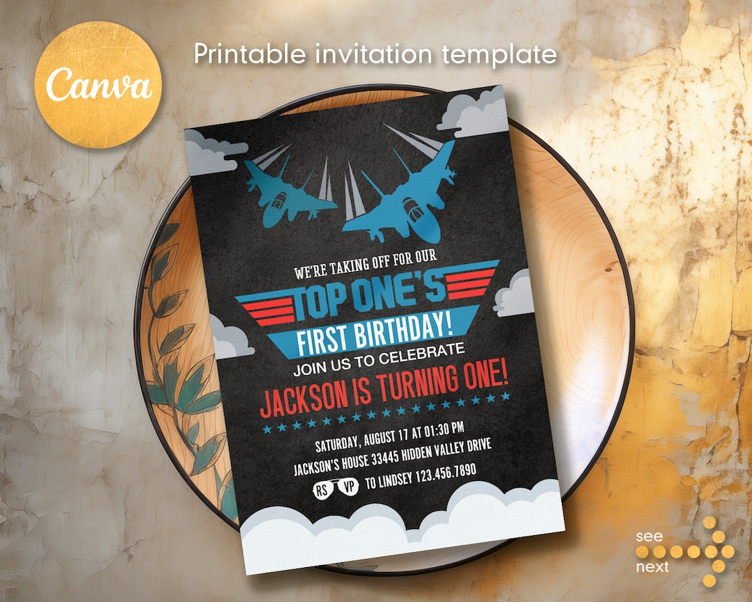 Printable Top Birthday Invitation Editable Jet Invite - Etsy