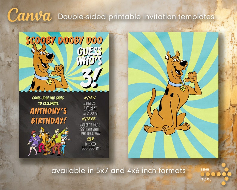 Printable Birthday Invitation, Scooby Doo Invitation, Editable Invite ...