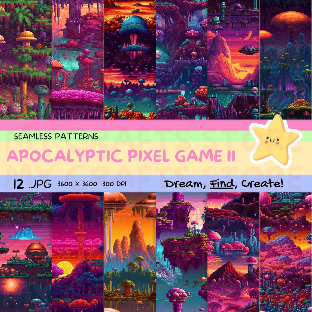 Apocalyptic Pixel Game Seamless Pattern Digital Paper - Etsy