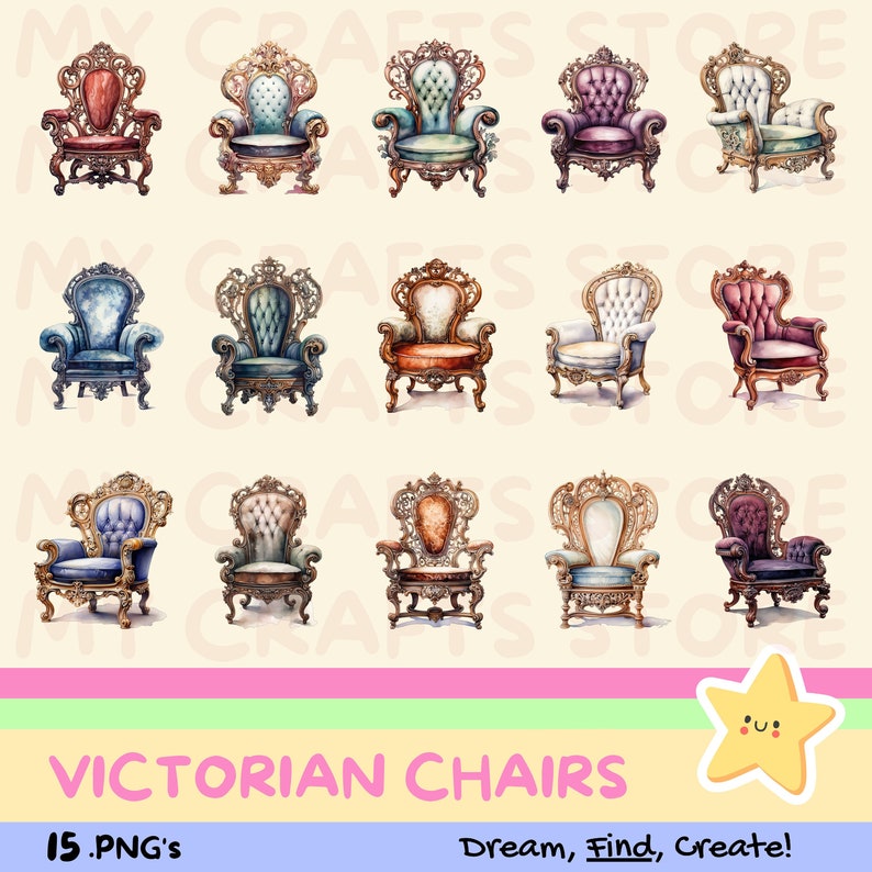 Victorian Chairs Clipart Clipart Clipart Download INSTANT - Etsy