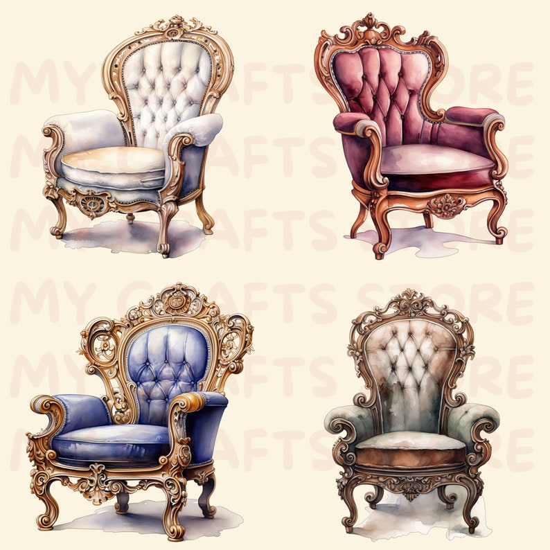 Victorian Chairs Clipart Clipart Clipart Download INSTANT - Etsy