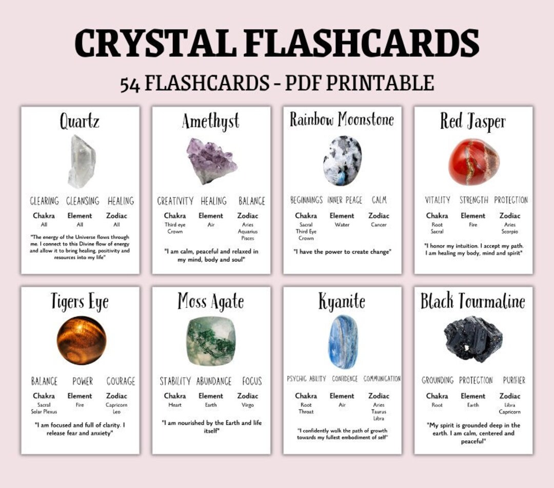 Crystal Flashcards Download - Crystal Meaning Cards, Crystal Cheat ...