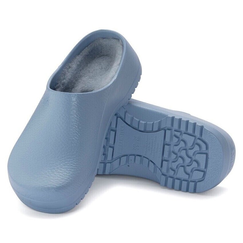 Birkenstock Women's Super Birki Shearling Dusty Blue Clogs US5 EU36 ...