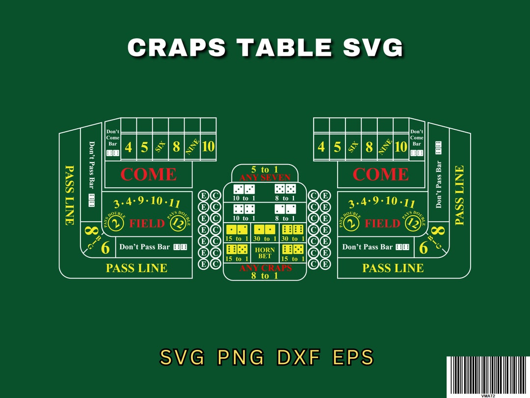 Craps Table Layout SVG: Casino Games, Dice Mat (digital Download) - Etsy