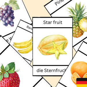 Fruits Flash Cards in German & English Bilingual | 29 Montessori Cards ...