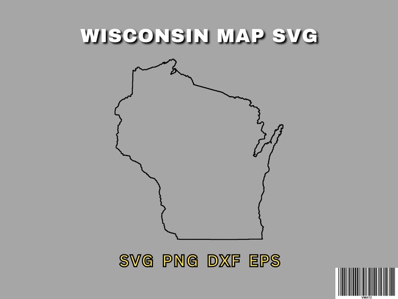 Wisconsin State Map Outline SVG | Instant Download | Svg, Png, Eps, Dxf ...