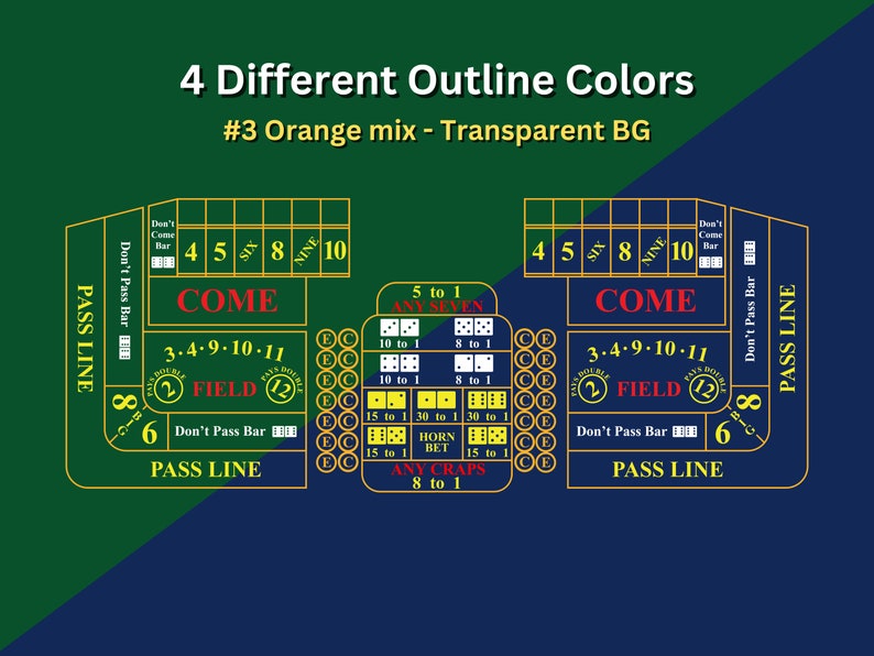 Craps Table Layout SVG: Casino Games, Dice Mat (digital Download) - Etsy