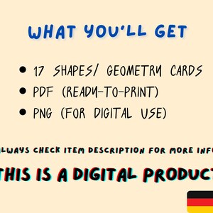 Shapes Flash Cards in German & English Bilingual | 17 Montessori Cards ...