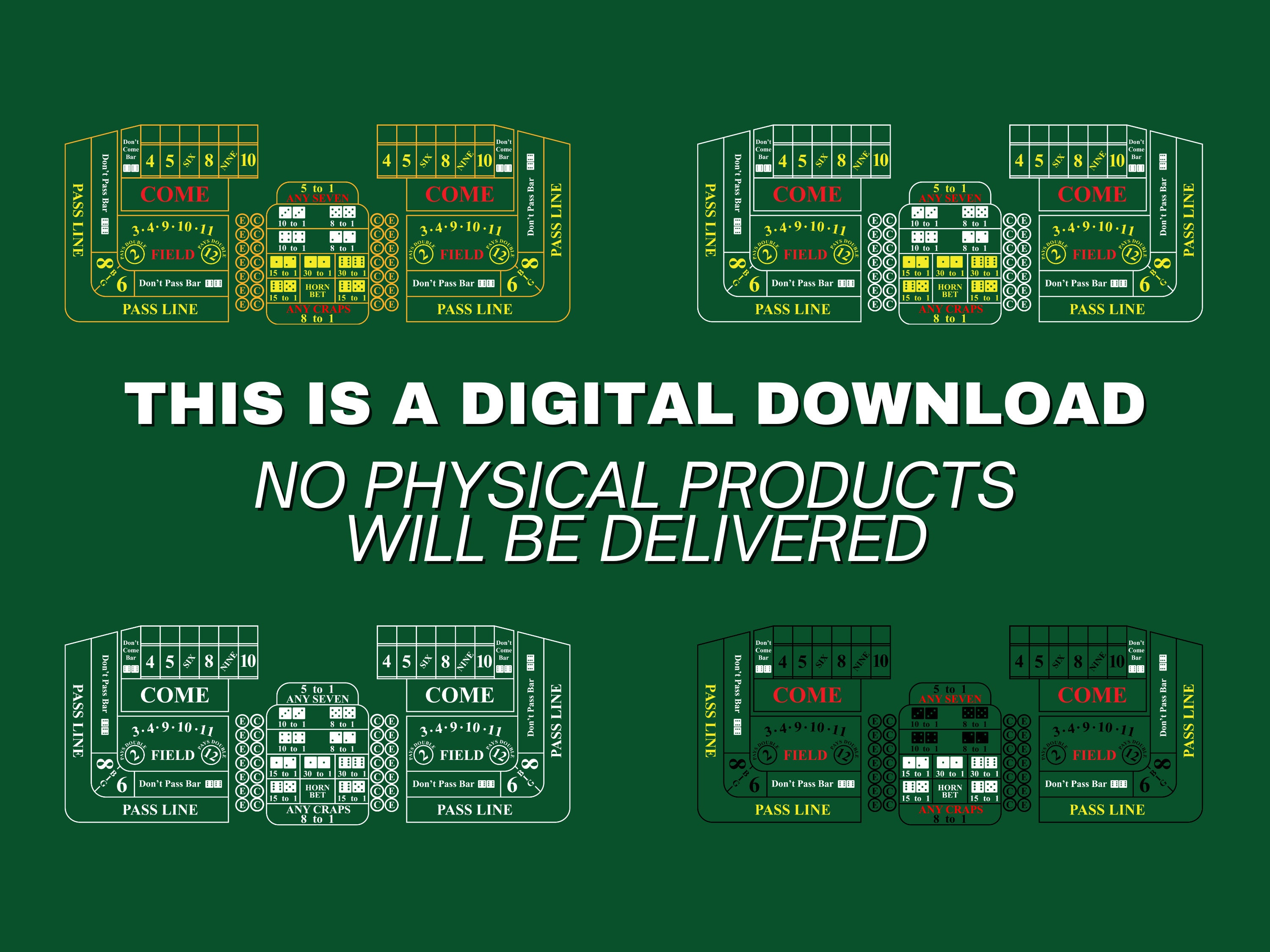 Craps Table Layout SVG: Casino Games, Dice Mat (digital Download) - Etsy