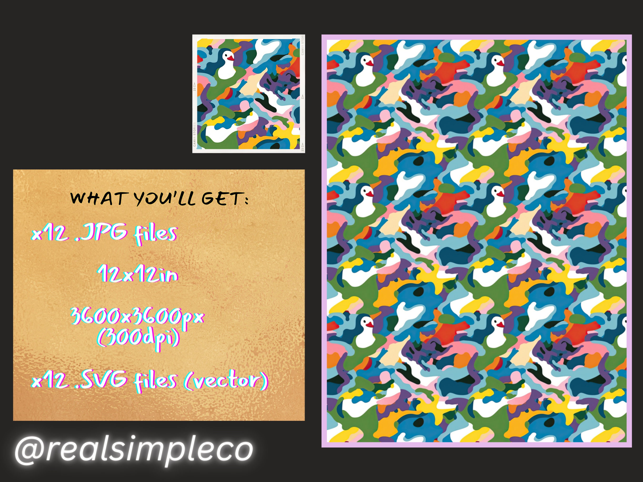 12 Camouflage Digital Print SVG | Duck Camo Vector | Military Camo ...