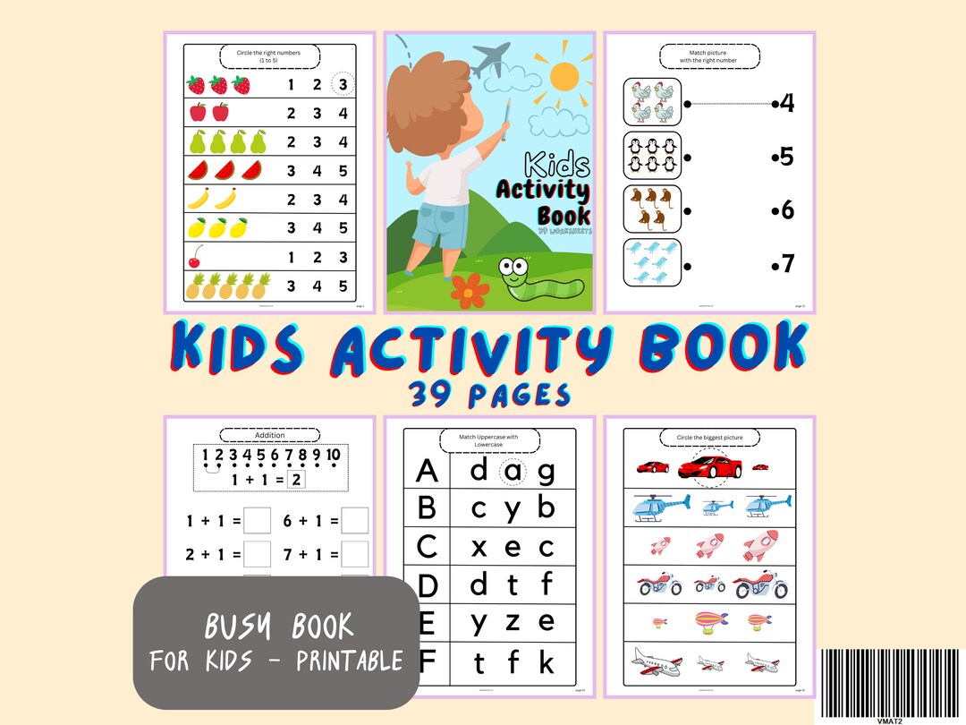 Activity Book 39 Worksheets for Kids, Toddlers, Preschoolers ...