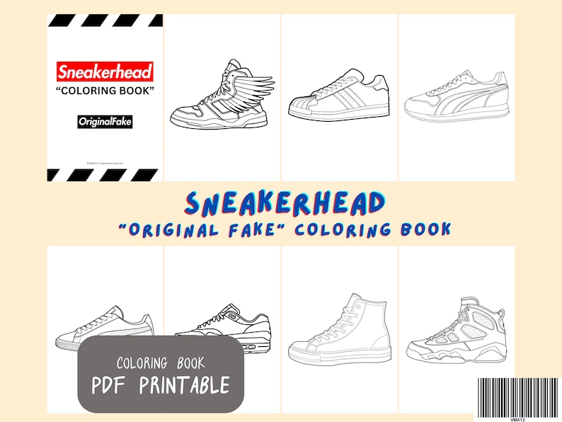 17 Sneaker Coloring Book Original Fake Sneakerhead Coloring - Etsy
