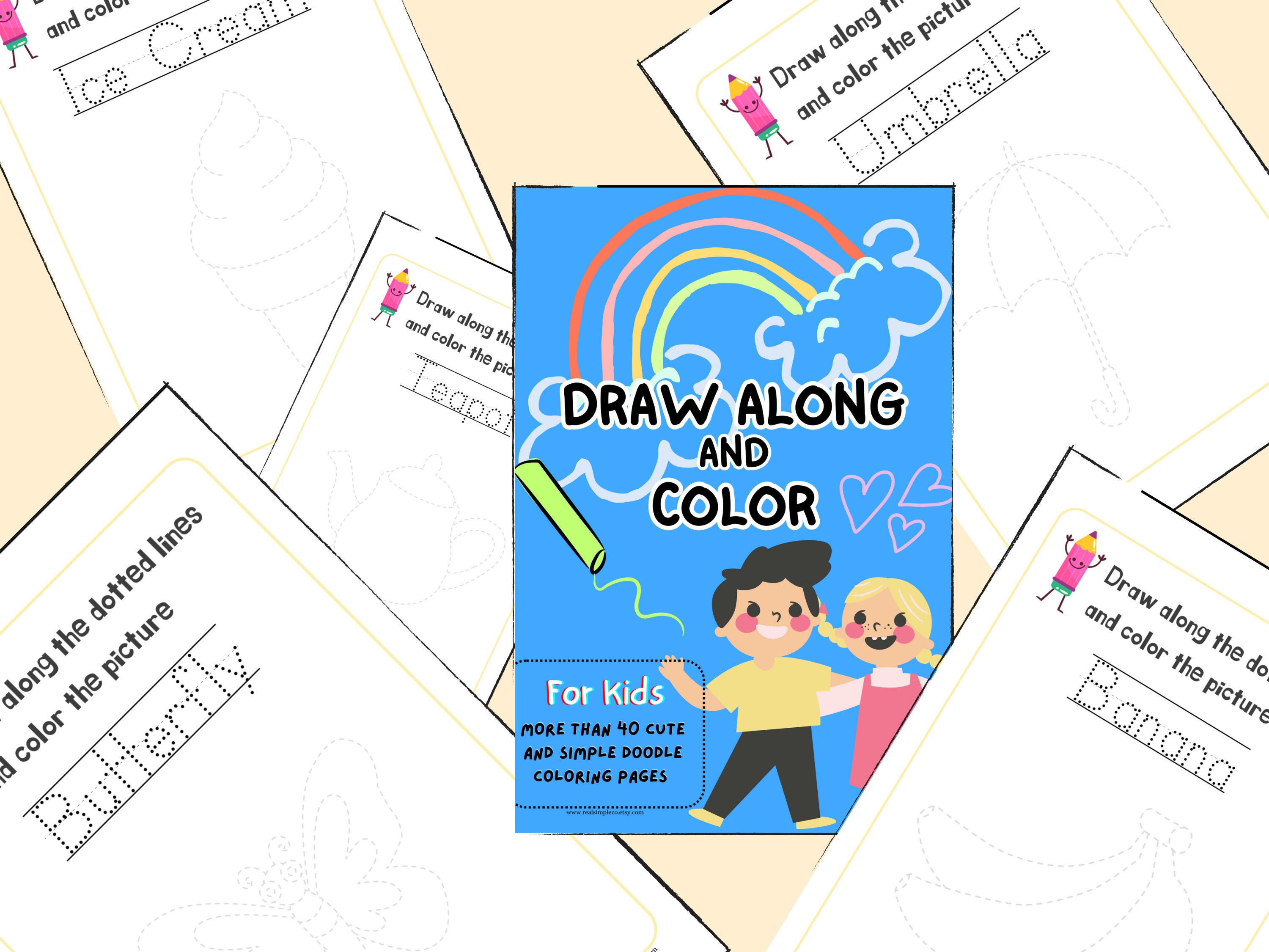 49 Easy Draw Along & Coloring Pages for Kids, Toddlers, Preschoolers ...