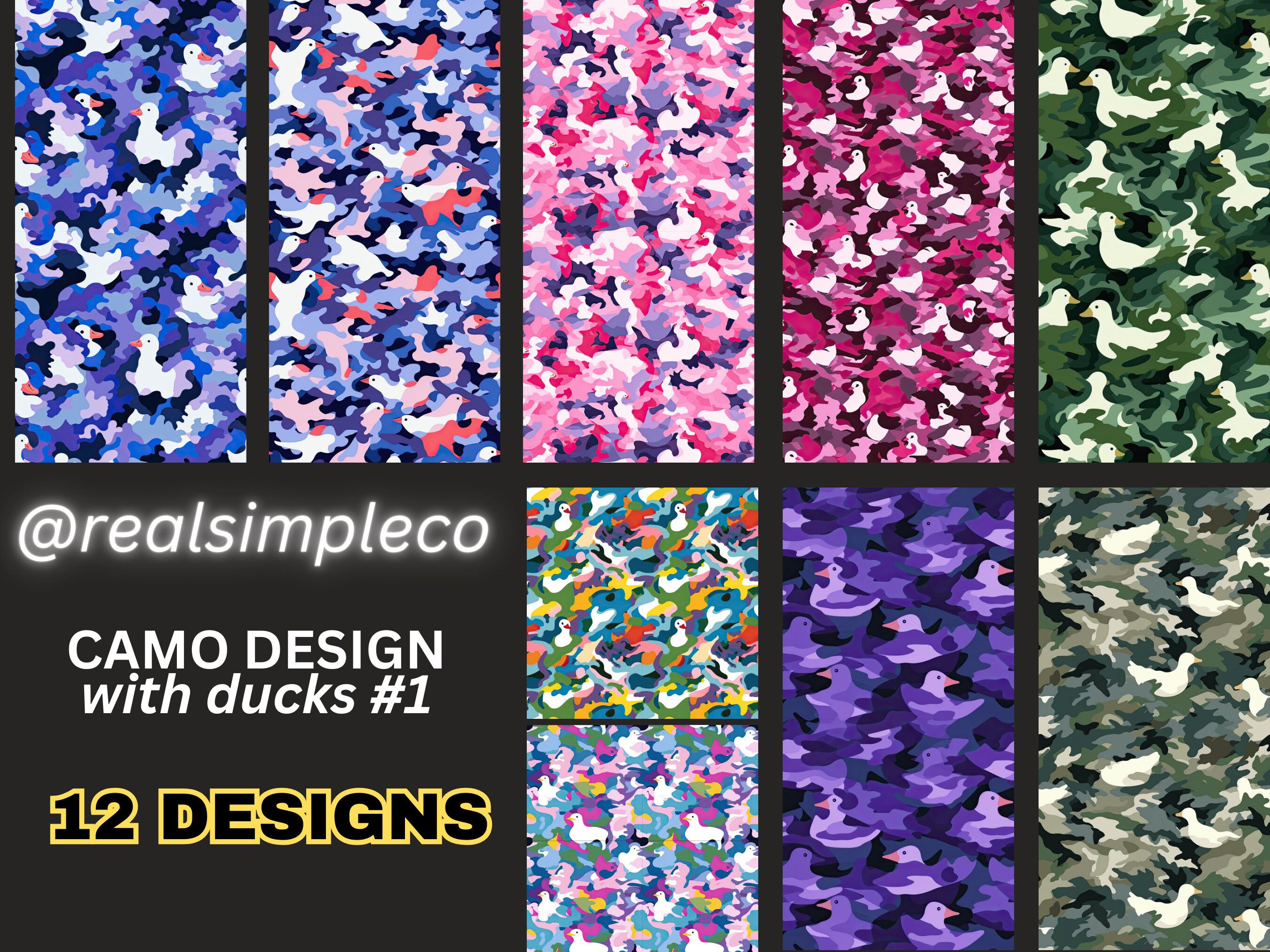 12 Camouflage Digital Print SVG | Duck Camo Vector | Military Camo ...
