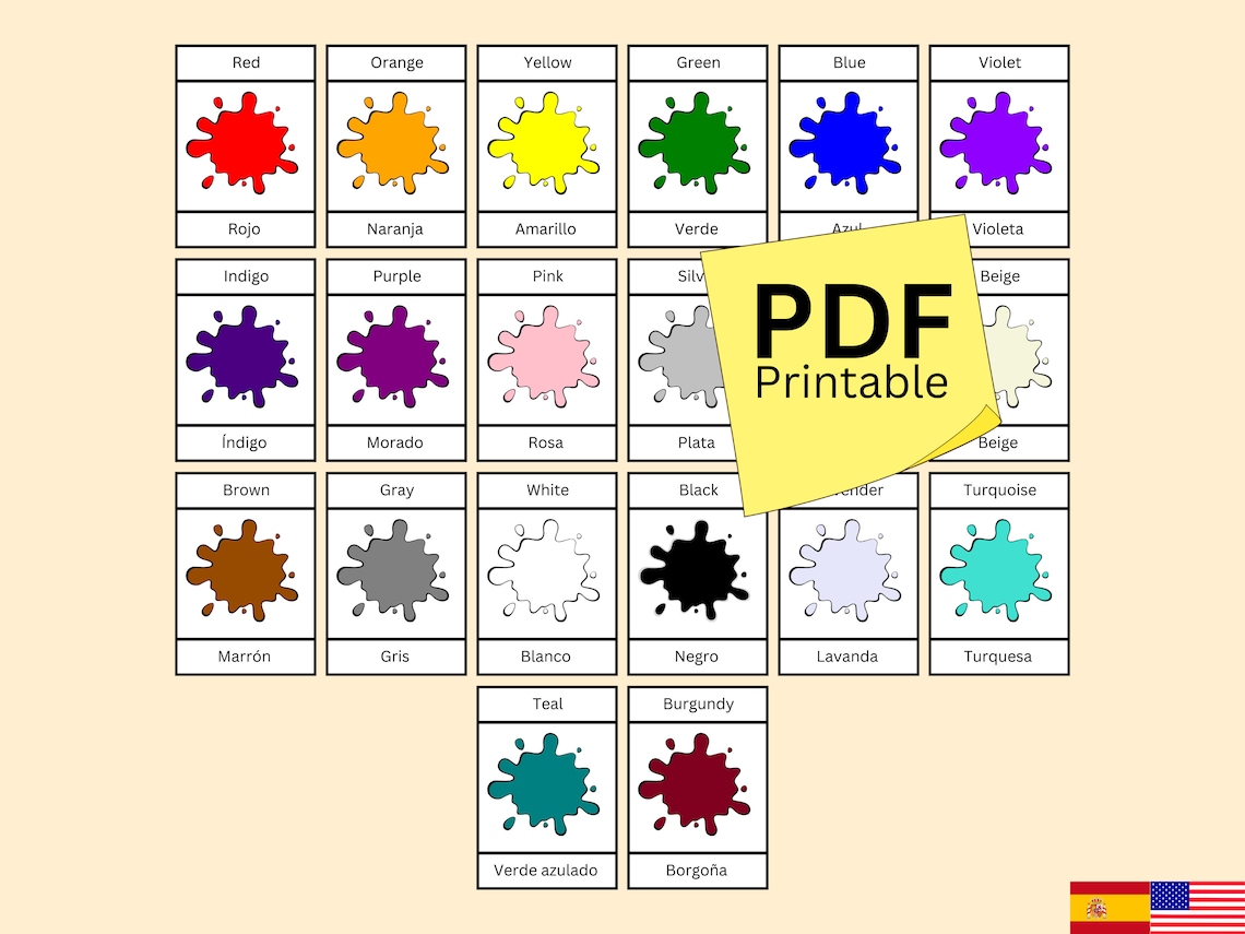 Colors Flash Cards in Spanish & English Bilingual Beginner | 20 ...