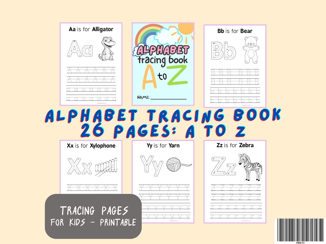 Alphabet Tracing Worksheet: A to Z Printable for Kids (PDF Pattern) - Etsy
