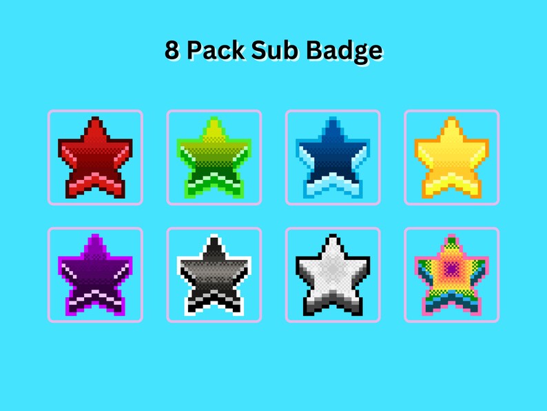 8-bit Pixel Star Twitch Sub Badges: Retro Design (digital Download ...