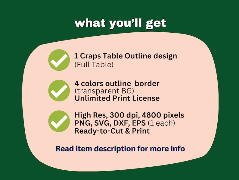 Craps Table Layout SVG: Casino Games, Dice Mat (digital Download) - Etsy