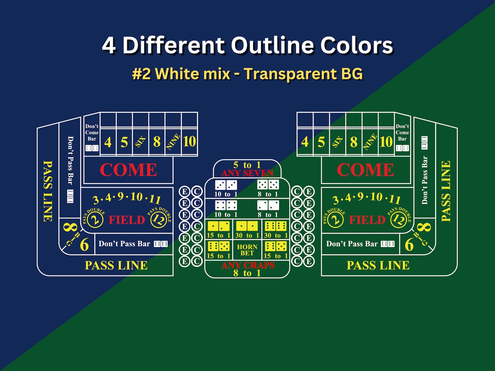 Craps Table Layout SVG: Casino Games, Dice Mat (digital Download) - Etsy