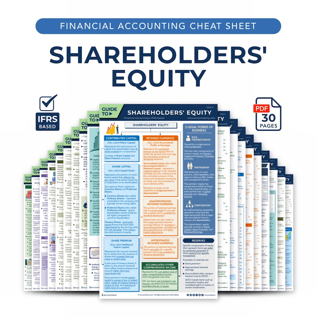 Accounting Cheat Sheet SHAREHOLDERS' EQUITY Financial Accountant Study ...
