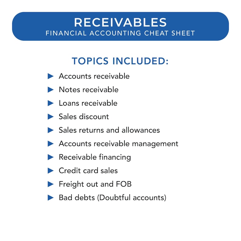 Accounting Cheat Sheet RECEIVABLES Accountant Study Guide Bookkeeping ...