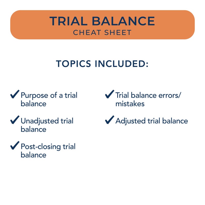Accounting Cheat Sheet TRIAL BALANCE Accountant Study Guide Student ...