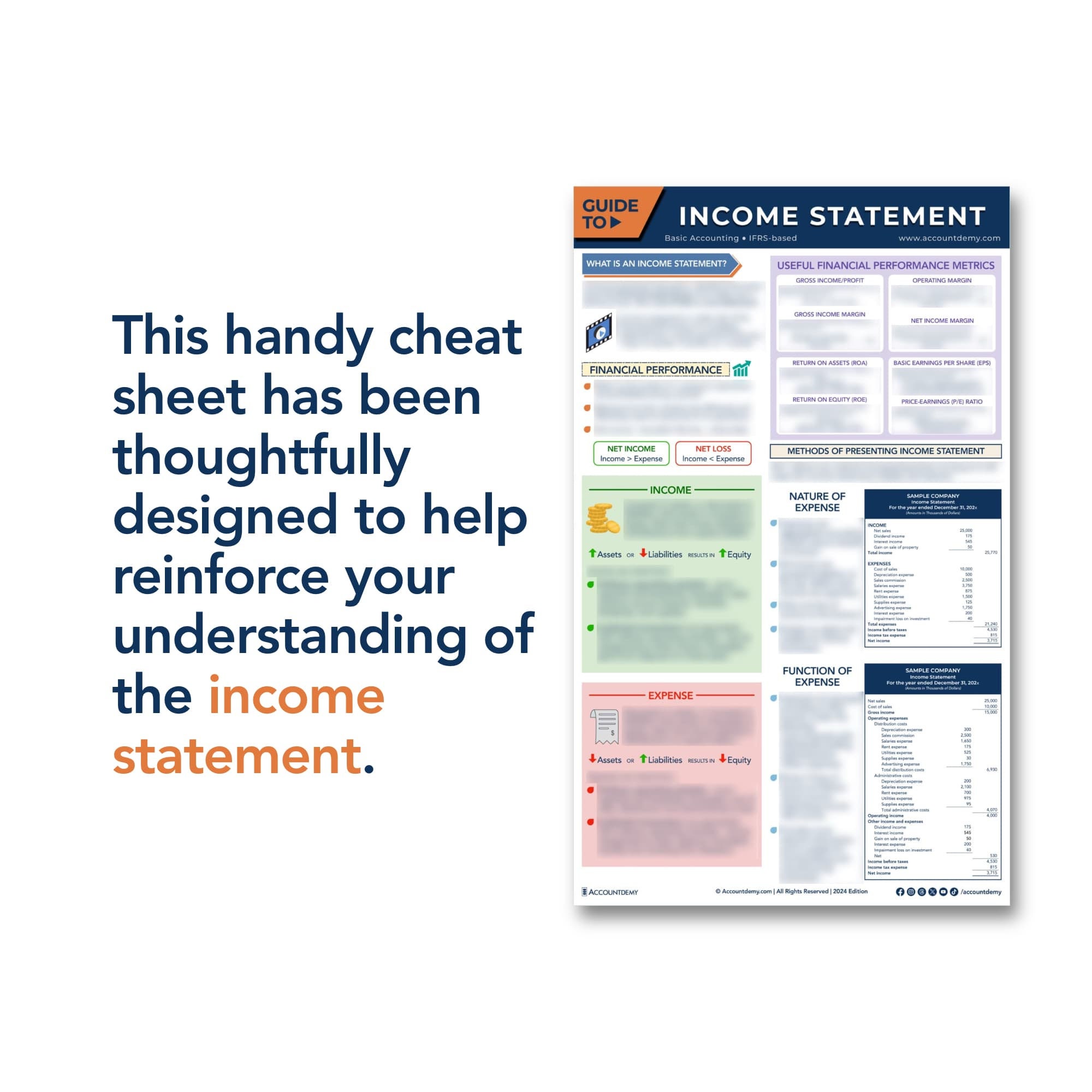 Accounting Cheat Sheet INCOME STATEMENT Accountant Study Guide Student ...